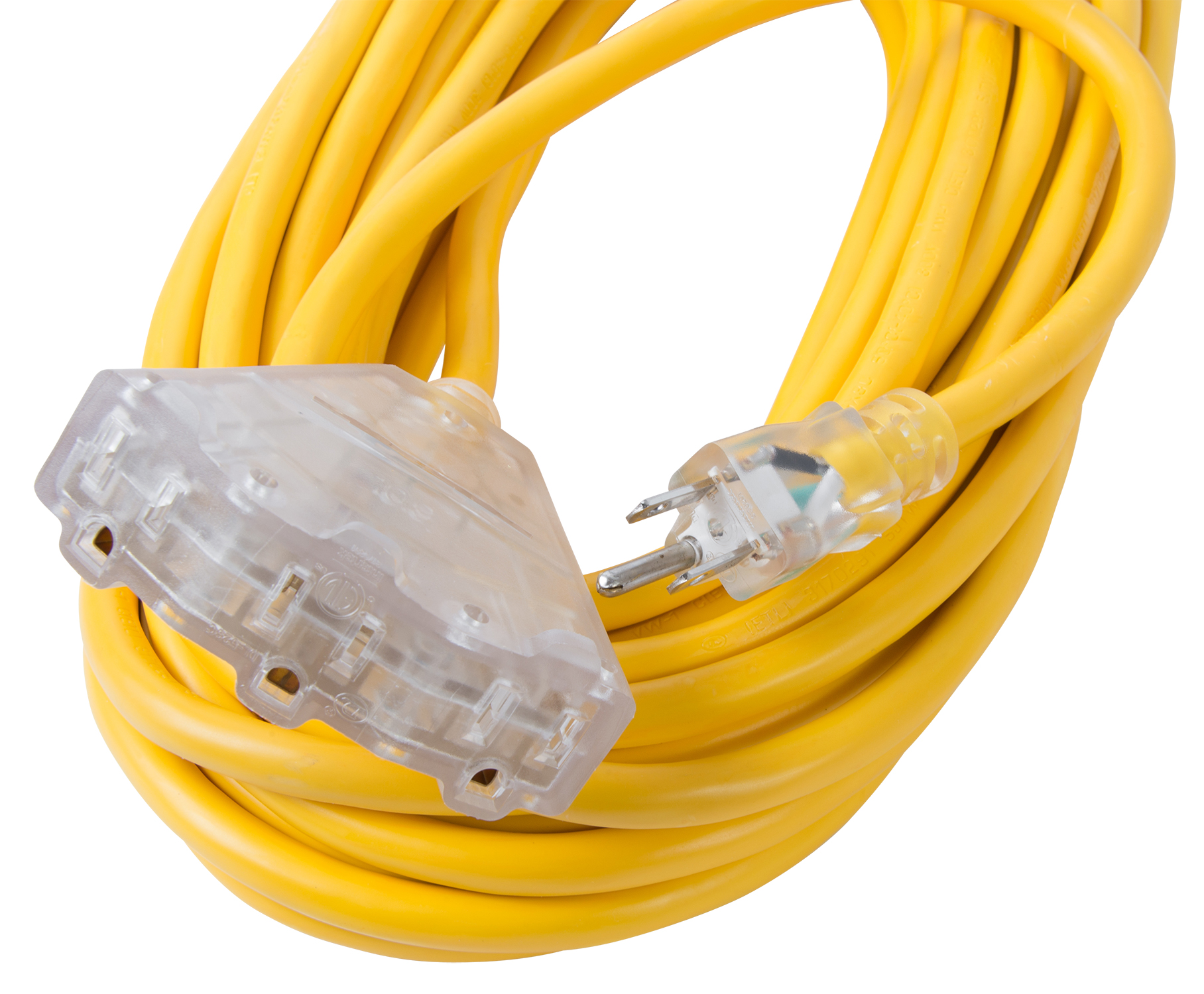 Cable de extensión de 50 pies SJTW Amarillo 12/3 Tap de triple extremo ...